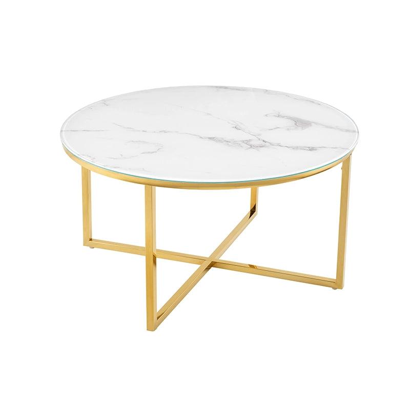 Masa cafea alba cu picioare aurii Elegance – Poetic Store